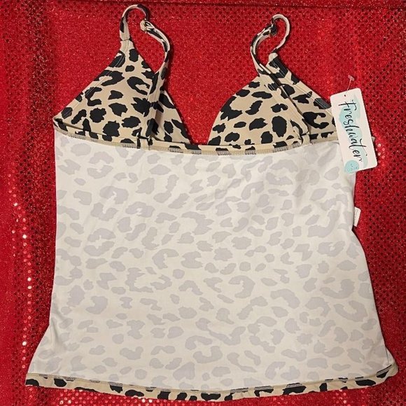 Freshwater | Swim | Nwt New Freshwater Tankini Swim Top Large Cheetah ...